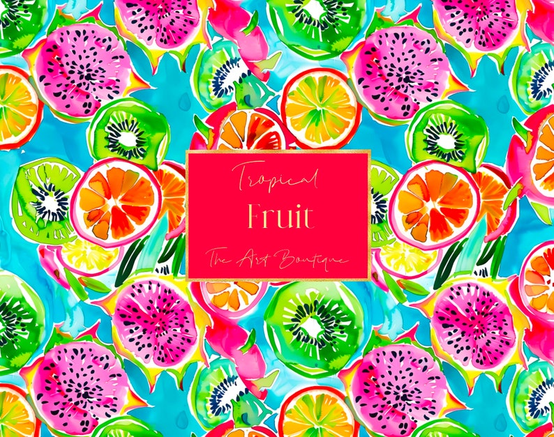 TROPICAL FRUIT SEAMLESS Preppy Seamless Pattern Tropical Digital Paper ...