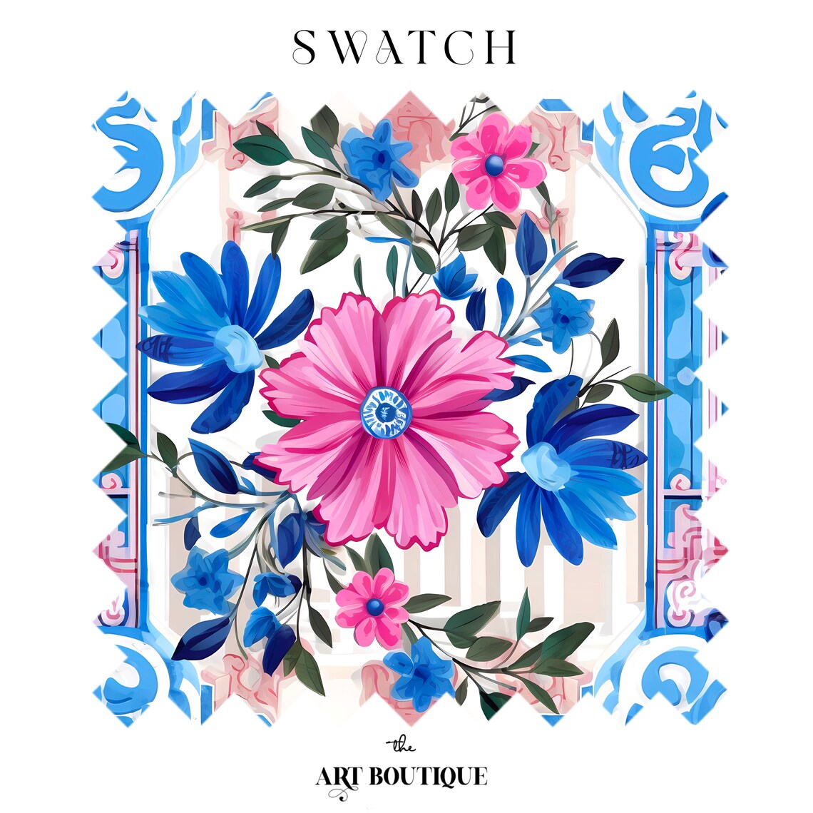 Pink Fiorelli SEAMLESS Pattern MEDITERRANEAN Floral Digital Paper Italy ...