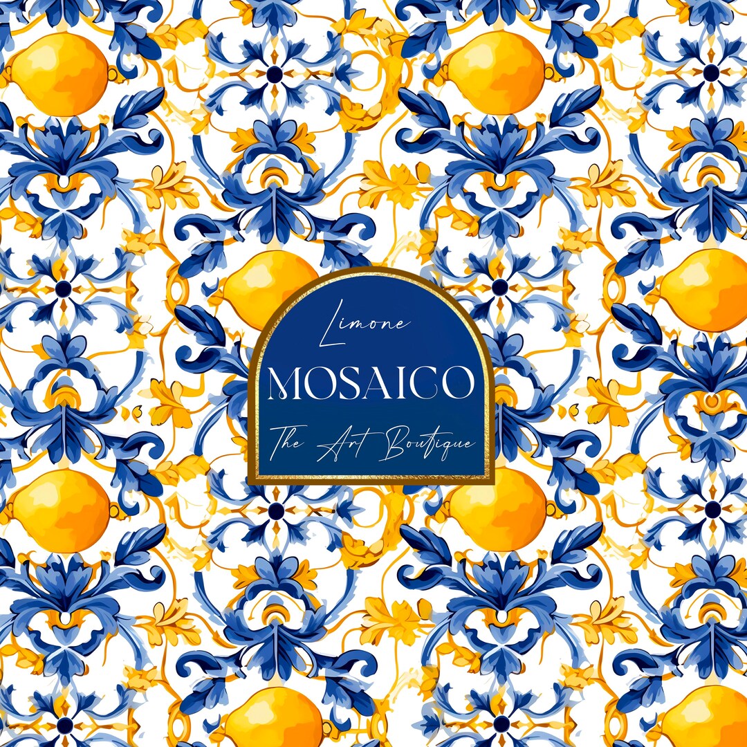LEMON Mosaico Italian Seamless Pattern ITALIAN TILES Digital Paper ...