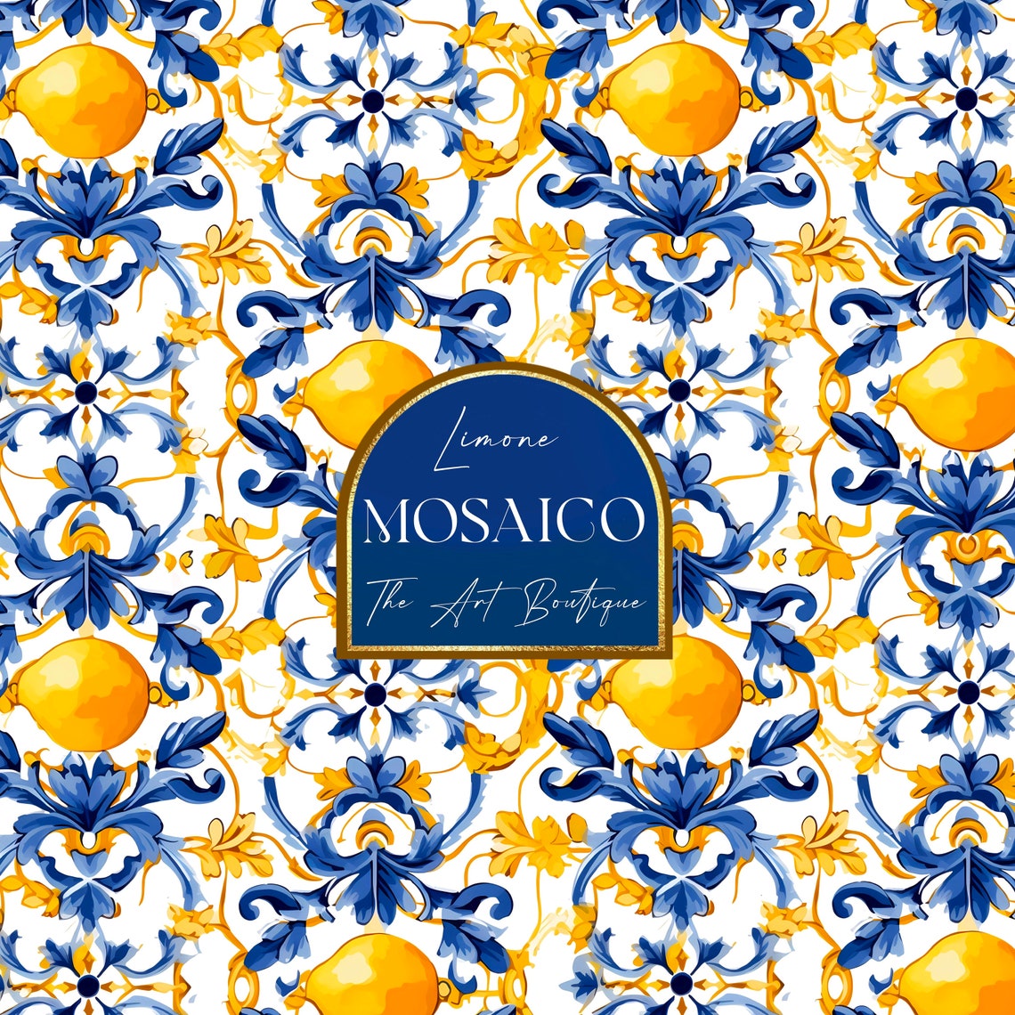 LEMON Mosaico Italian Seamless Pattern ITALIAN TILES Digital Paper ...