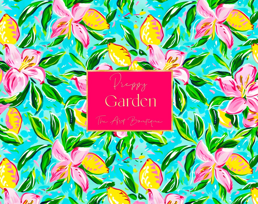 PREPPY LEMONS & FLOWERS Preppy Summer Digital Paper Lemon Printable ...