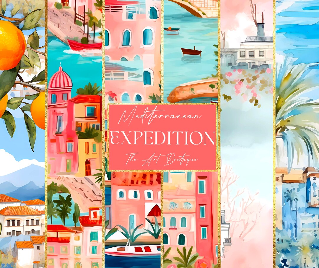 MEDITERRANEAN Travel SEAMLESS Digital Paper Pack Mediterranean ...