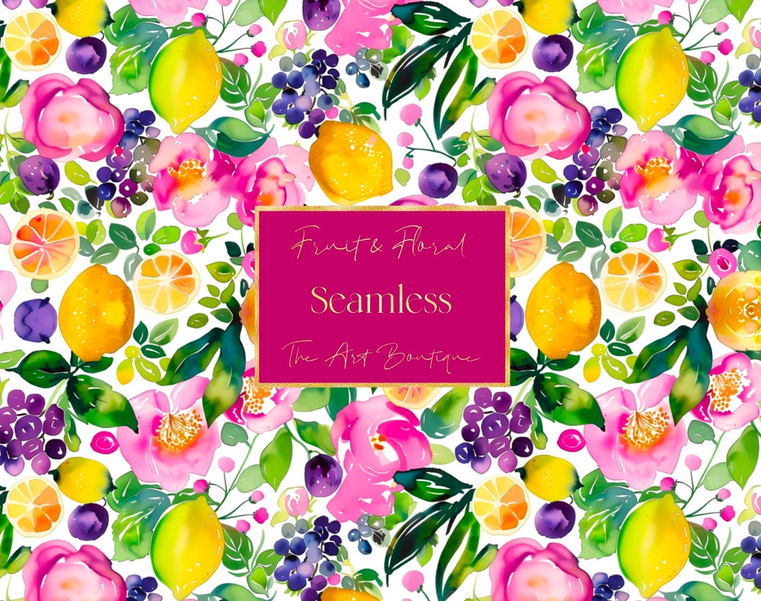 LEMON FLORAL SEAMLESS Lemon Digital Paper Pack Scrapbook Fruit ...