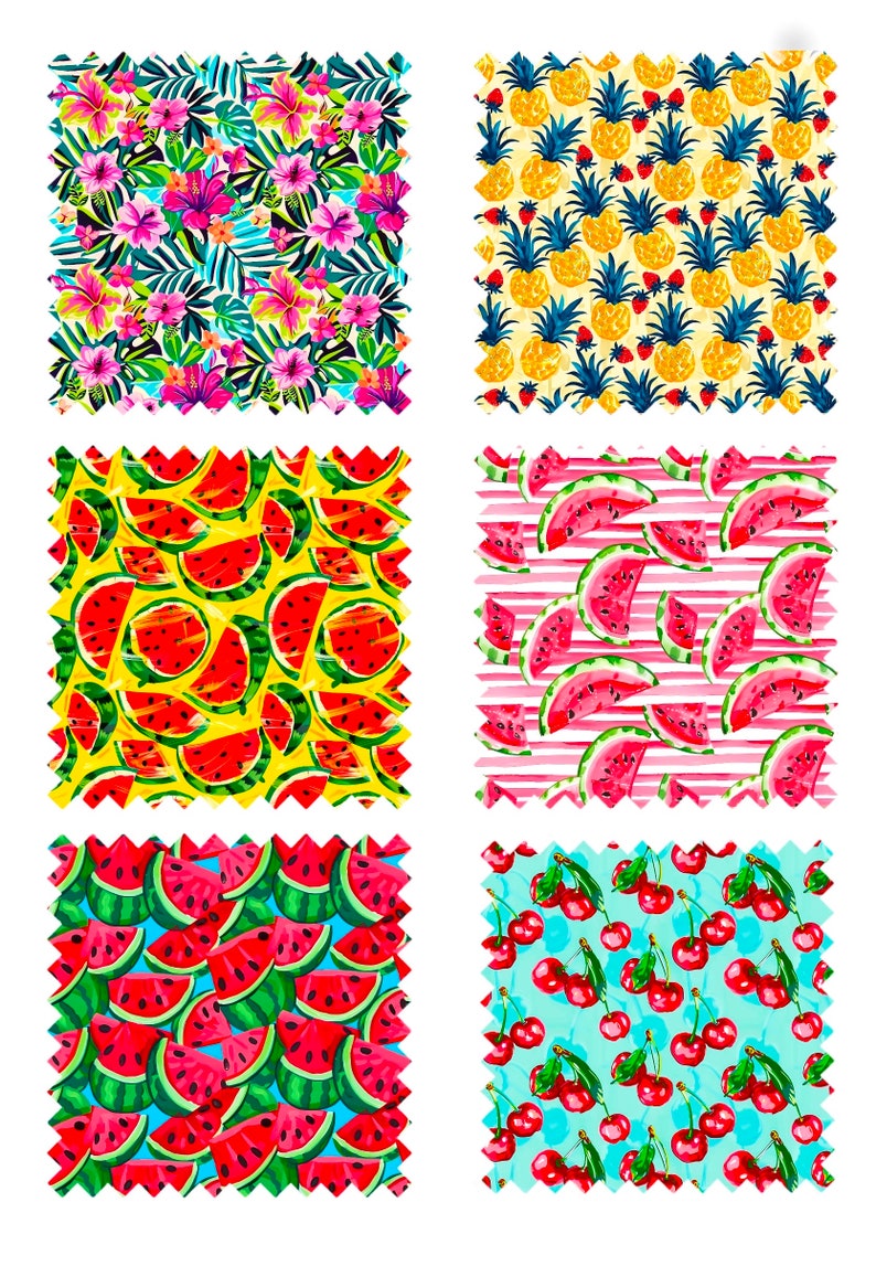 6 SUMMER FRUIT SEAMLESS Digital Paper Scrapbook Tropical Summer ...