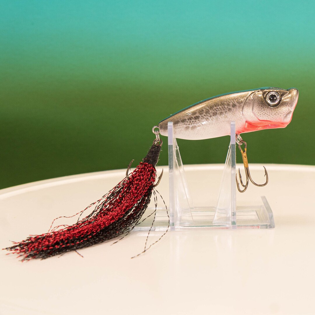 Silver Streamer. Premium Custom Painted Top Water Popper Fishing Lure ...