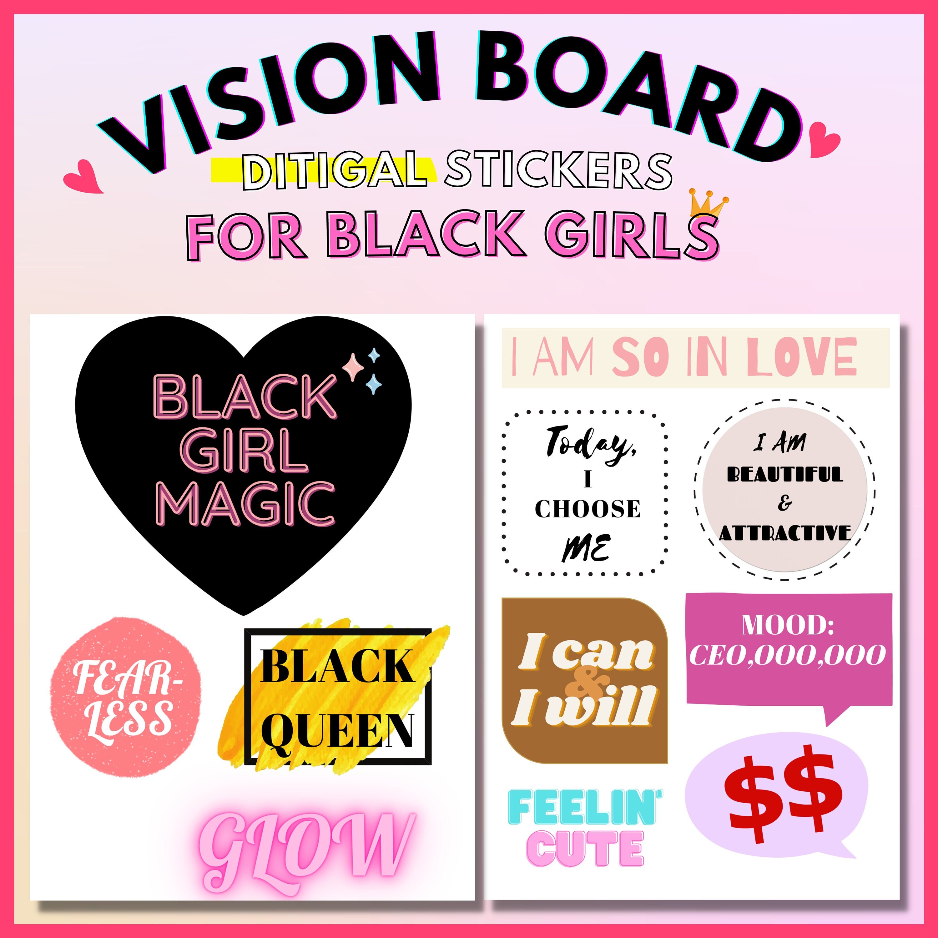 2022 Vision Board Printable Stickers BLACK WOMEN Vision | Etsy Ireland