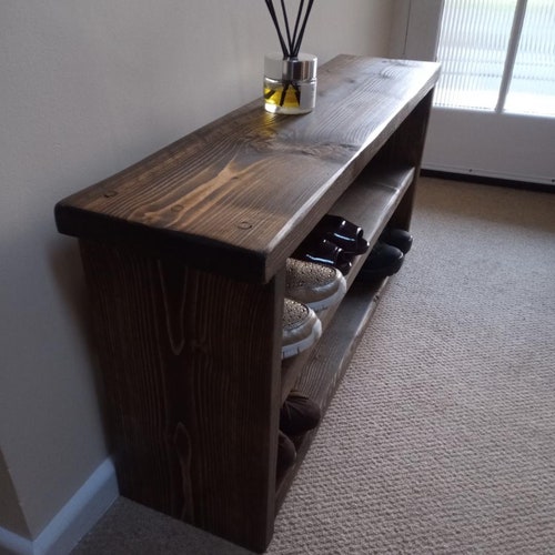 Rustic Farmhouse Wooden Shoe Rack and Boot Bench 2 Shelves - Etsy UK