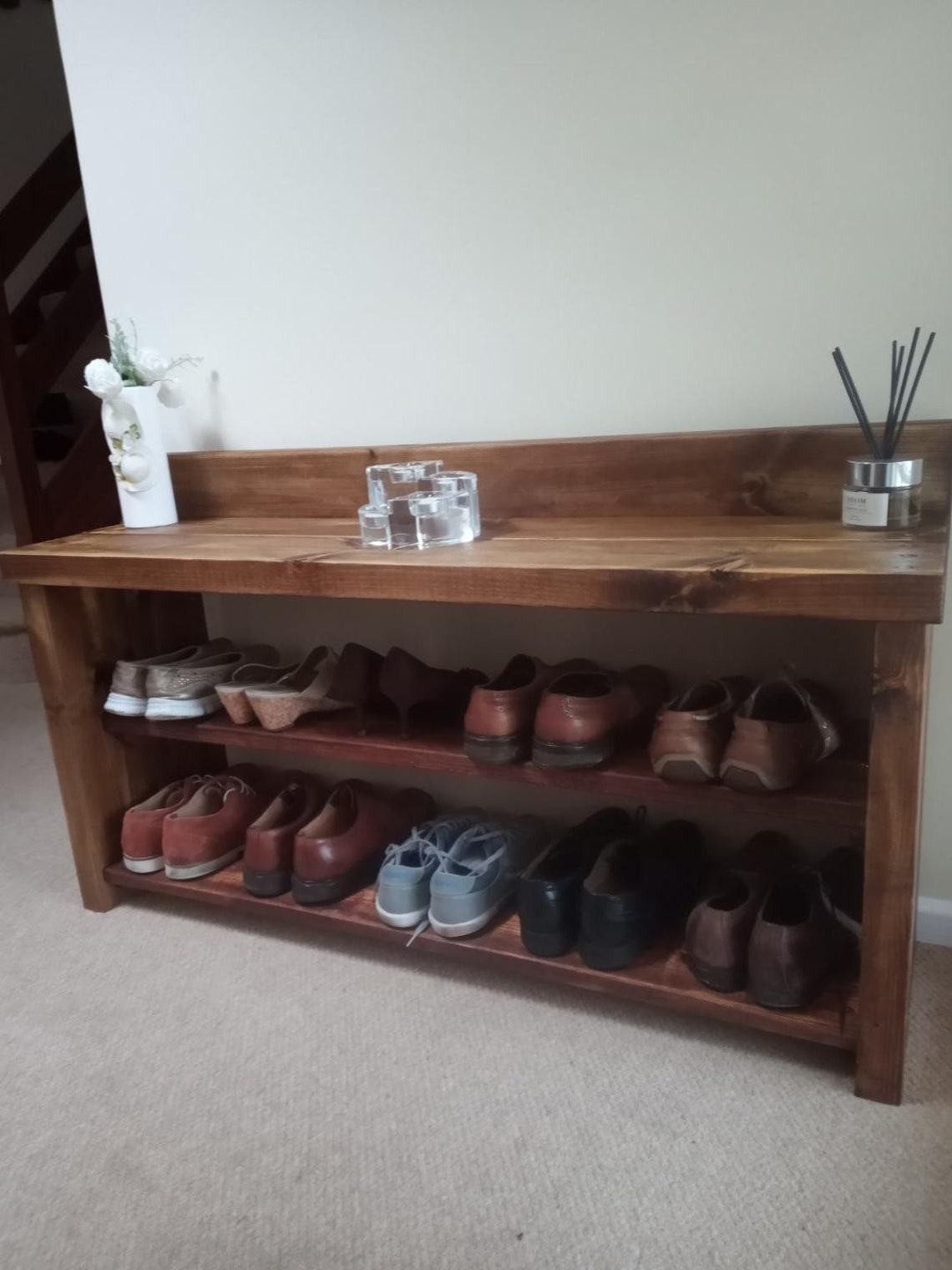 Rustic Wooden Farmhouse Boot and Shoe Rack Bench Very Chunky - Etsy UK