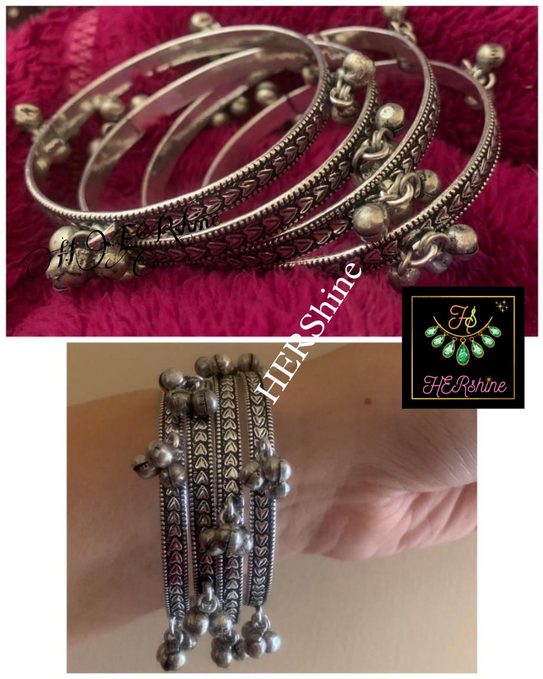 Indian Oxidised Ghungroo Bangles Silver Look Alike Antique - Etsy