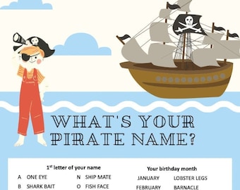 Whats Your Pirate Name? Treasure Map Name Generator Instant Download ...