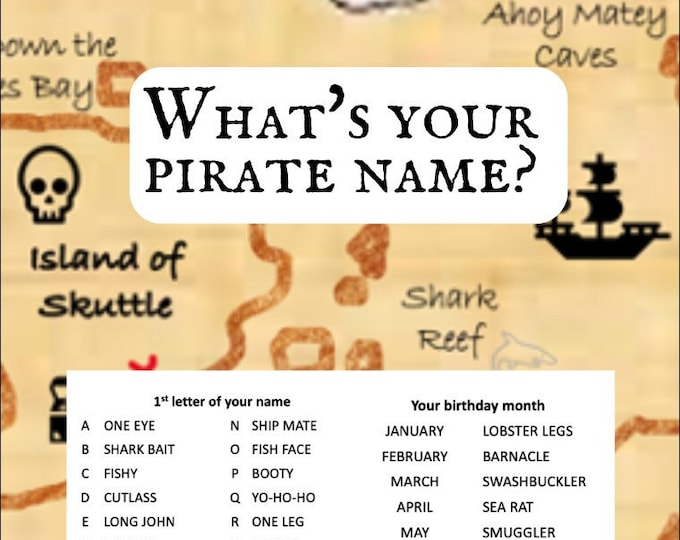 What's Your Pirate Name Printable - Gasparilla - Digital Prints - Etsy ...