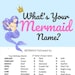 What's Your Mermaid Name? Name Generator Printable Party Game Instant ...