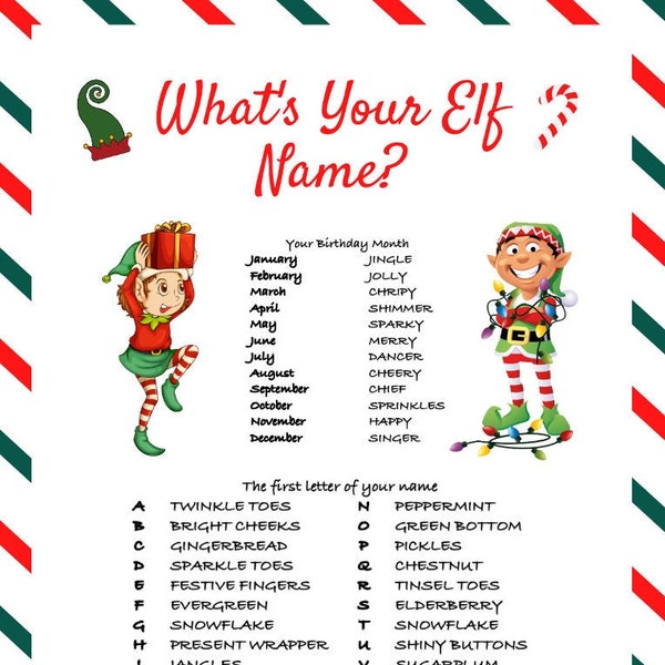 Whats Your Elf Name - Etsy