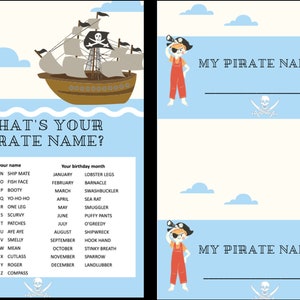 What's Your Pirate Name? Name Generator Printable Party Game Instant ...