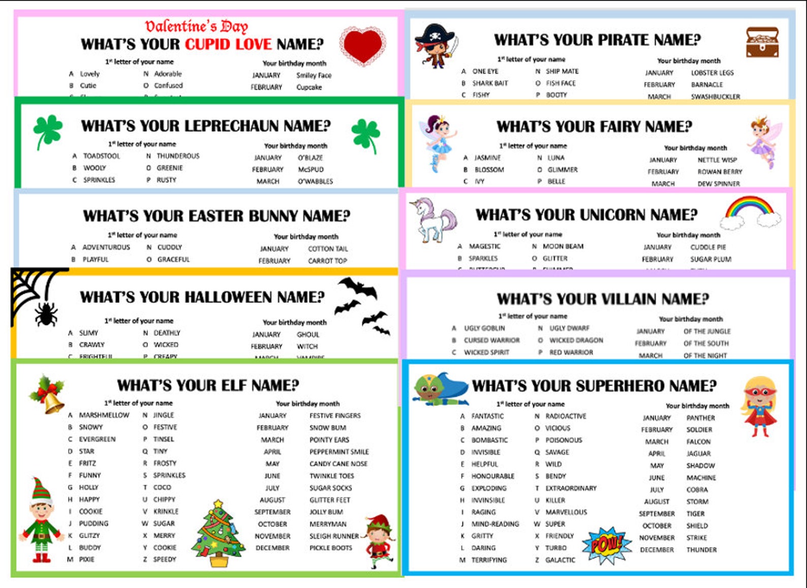 What's My Name? Name Generator Printable Instant Download Party Game ...