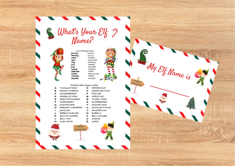 Whats Your Elf Name? Name Generator Printable Party Game Instant ...