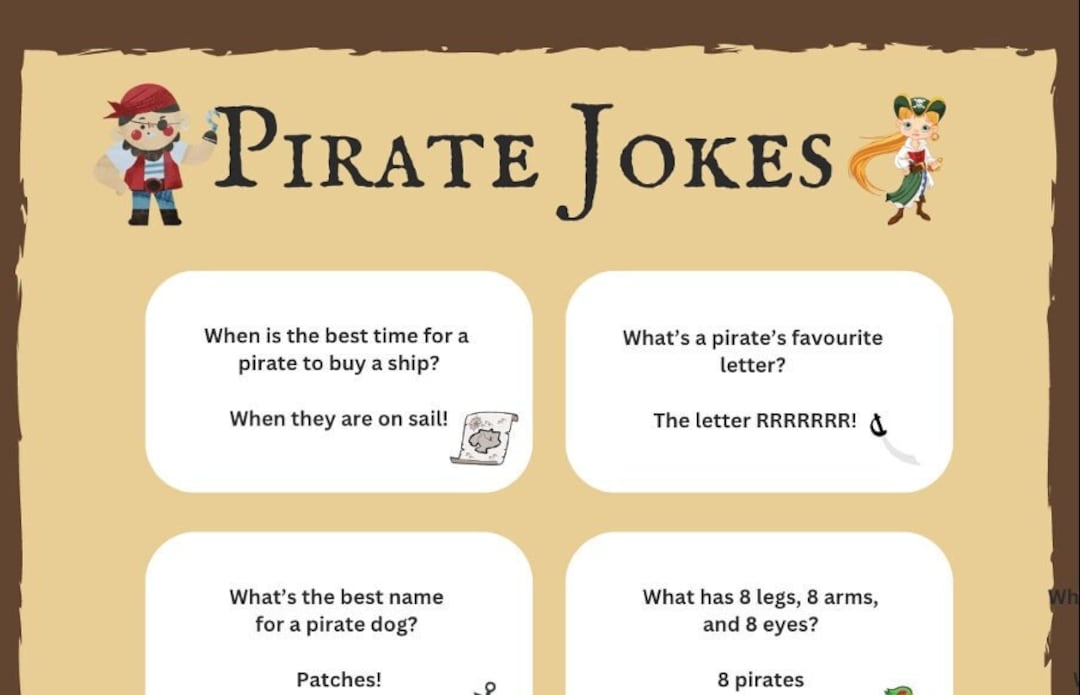 24 Pirate Jokes Printable Pirate Jokes Instant Download Pirate Jokes ...