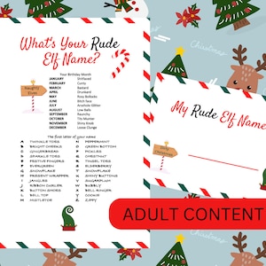 Whats Your Rude Elf Name? Adult Name Generator Printable Party Game ...