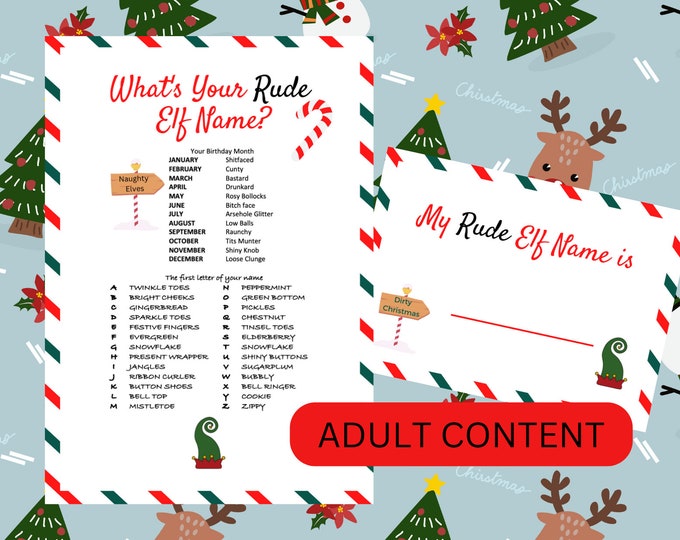 Whats Your Elf Name? Name Generator Printable Party Game Instant ...