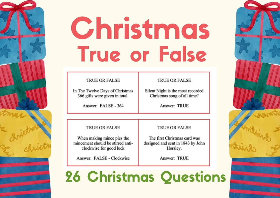 Christmas Game True or False Family & Kids Christmas Party Game ...