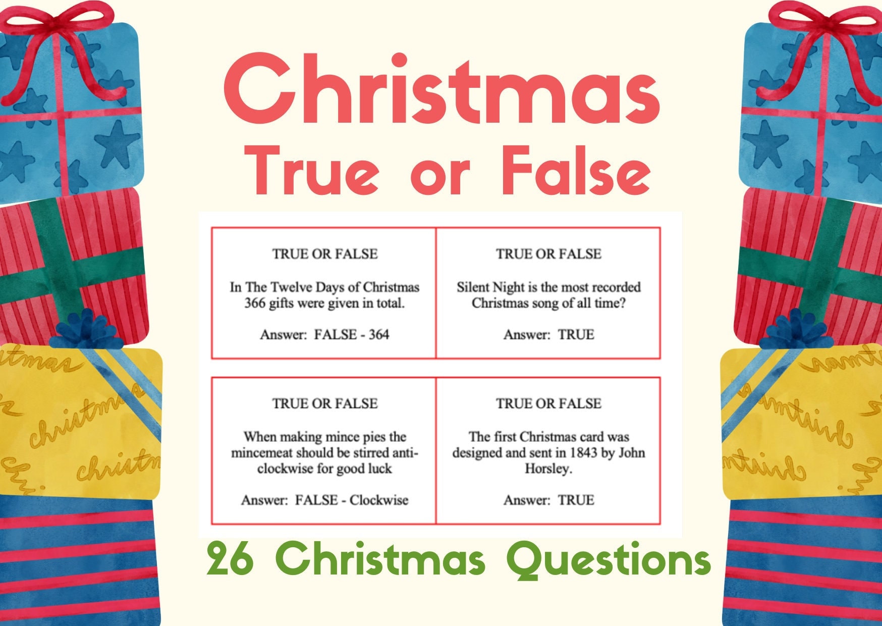 Christmas Game True or False Family & Kids Christmas Party Game ...