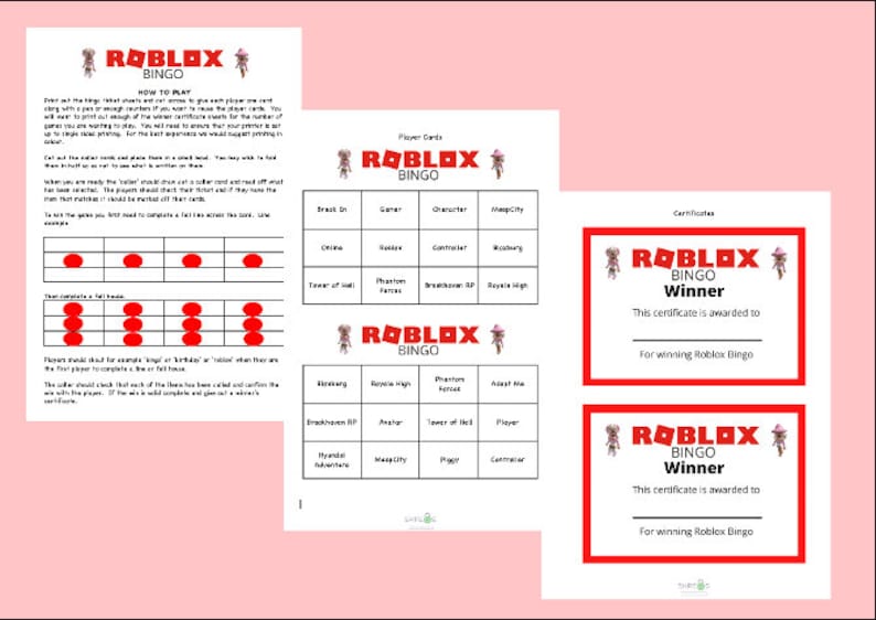 Roblox Bingo Digital Download 26 Game Cards Roblox Print at Home Party ...