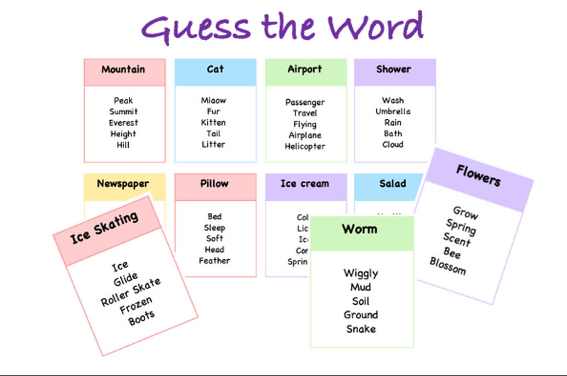 Guess the Word, Games Night Instant Download, Game Variety Guess the ...