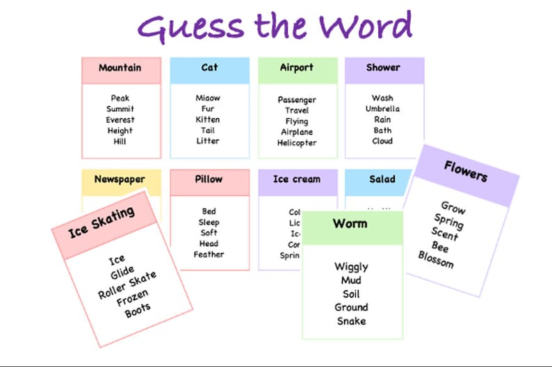 Guess the Word, Games Night Instant Download, Game Variety Guess the ...
