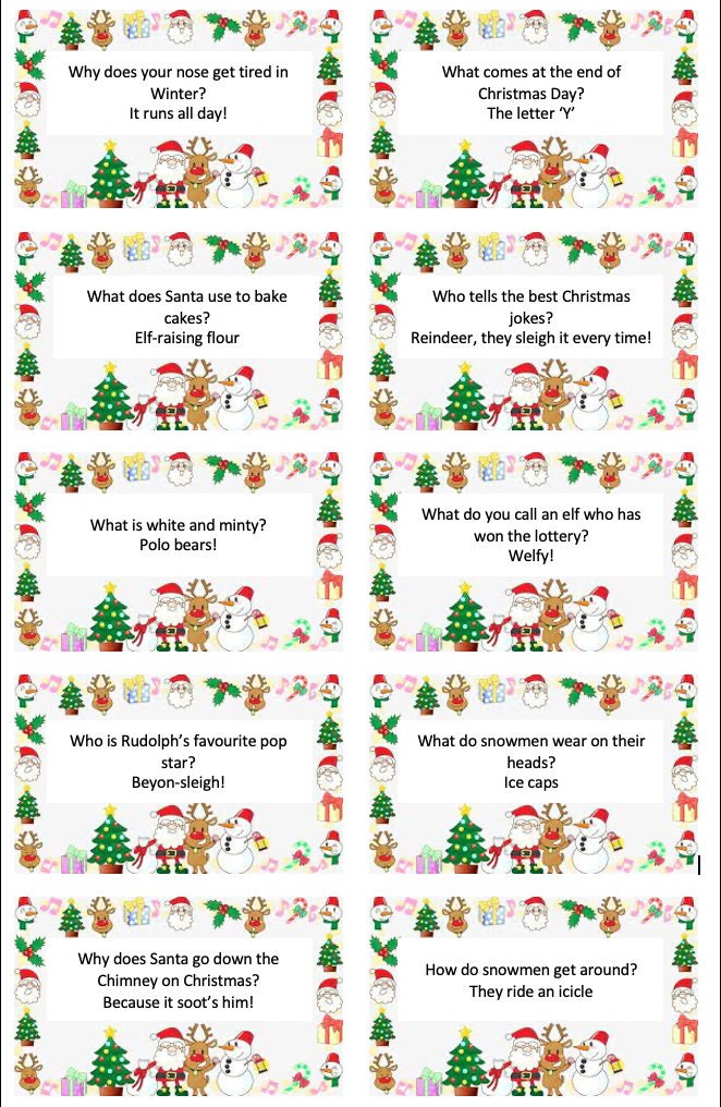 20 Christmas Cracker Jokes Printable Christmas Cracker Jokes Instant ...