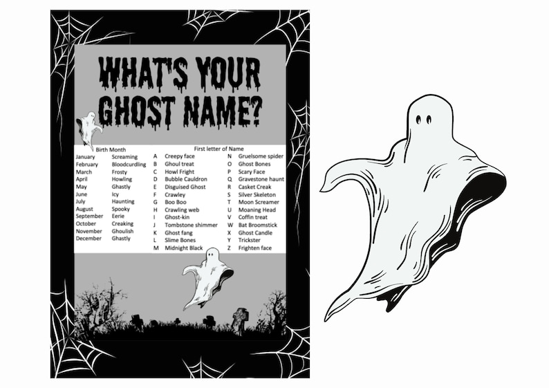 What's Your Ghost Name Name Generator Printable Halloween Game Instant ...