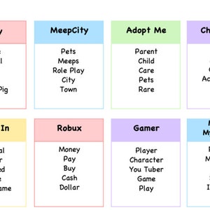 Roblox Guess the Word Game Family Game Night Instant Download Family ...