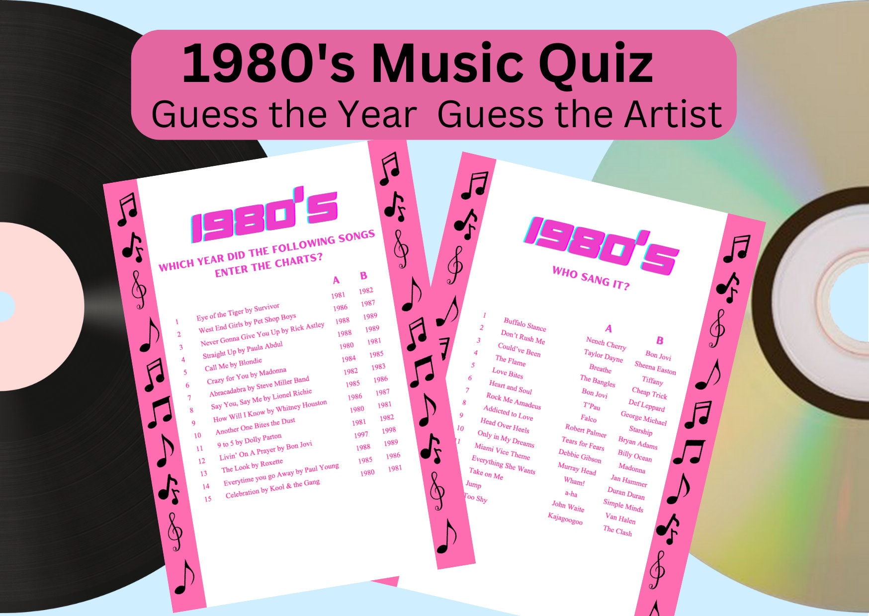 1980's Music Quiz 1980's Guess the Year 1980's Guess the Artist 30 1980 ...