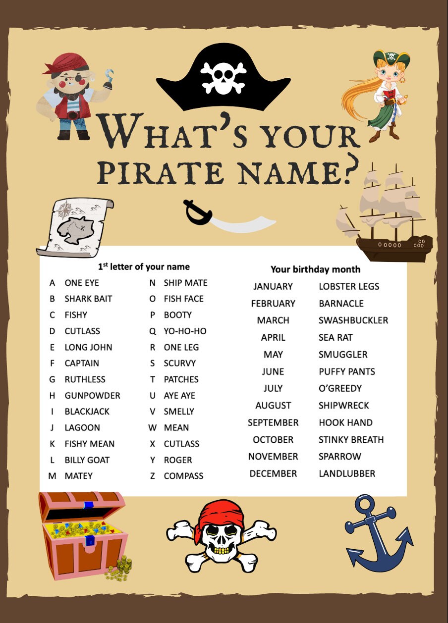 Pirate Party Printable Games 4 Pirate Party Game Pack Pirate Themed ...