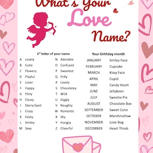 Whats Your Love Name? Name Generator Printable Party Game Instant ...