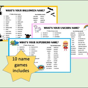 What's My Name? Name Generator Printable Instant Download Party Game ...