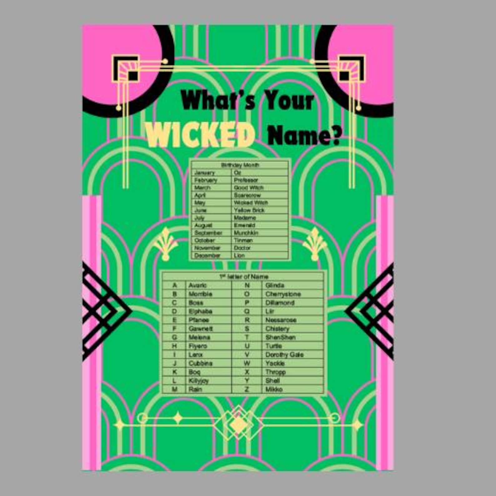 Whats Your Wicked Name? Name Generator Printable Party Game Instant ...