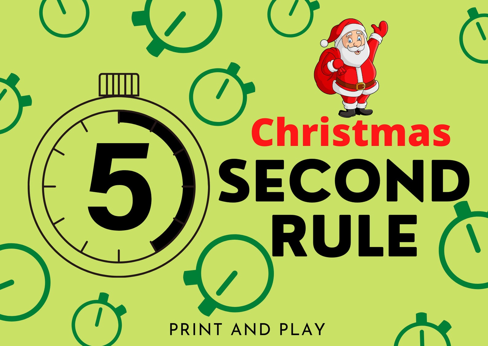 5 Second Rule Christmas Theme Game 5 Second Rule Family Fun Print and ...
