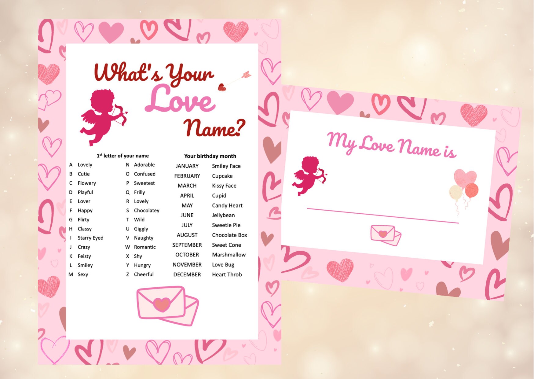 Whats Your Love Name? Name Generator Printable Party Game Instant ...