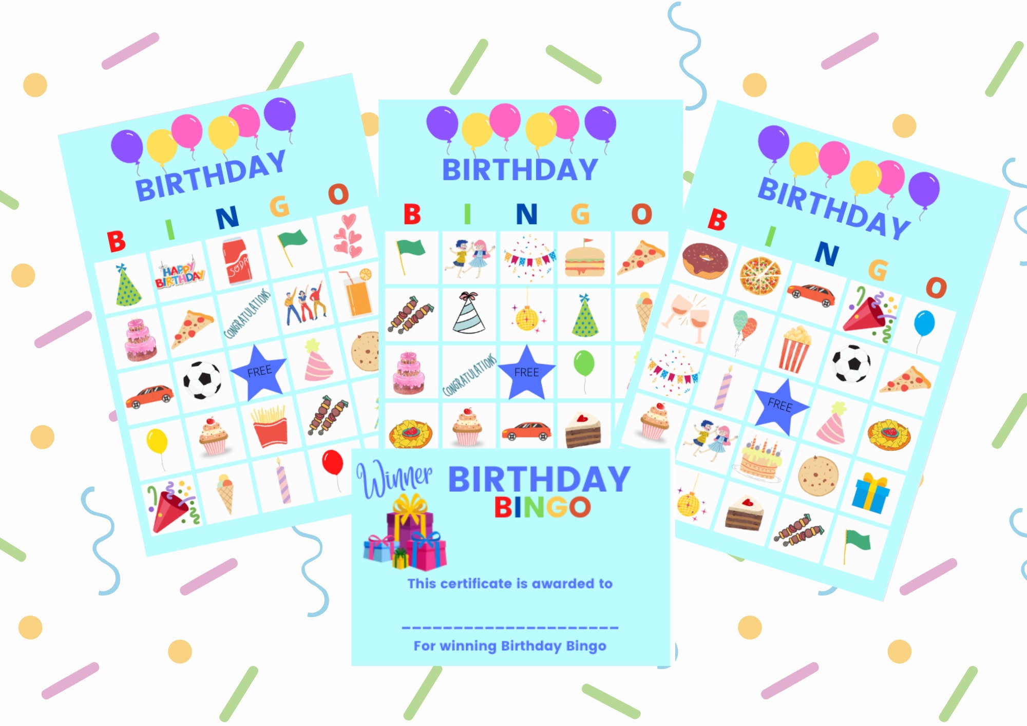 Birthday Bingo, Kid's Birthday Party Game, Kid's Party Bingo, Birthday ...