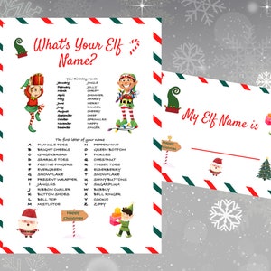 Whats Your Elf Name? Name Generator Printable Party Game Instant ...