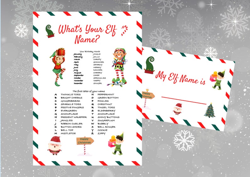 Whats Your Elf Name? Name Generator Printable Party Game Instant ...