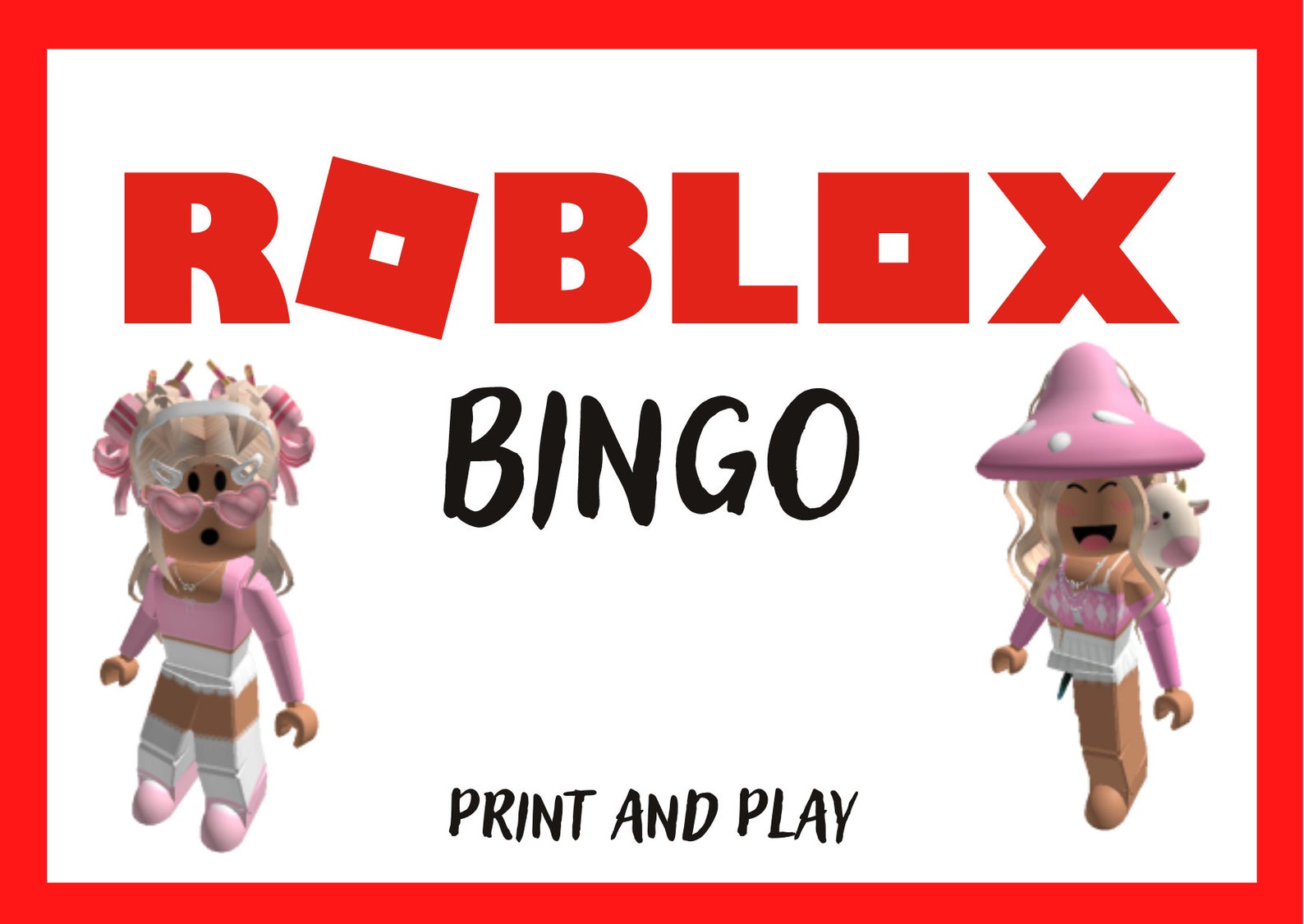 Roblox Bingo Digital Download 26 Game Cards Roblox Print at - Etsy UK