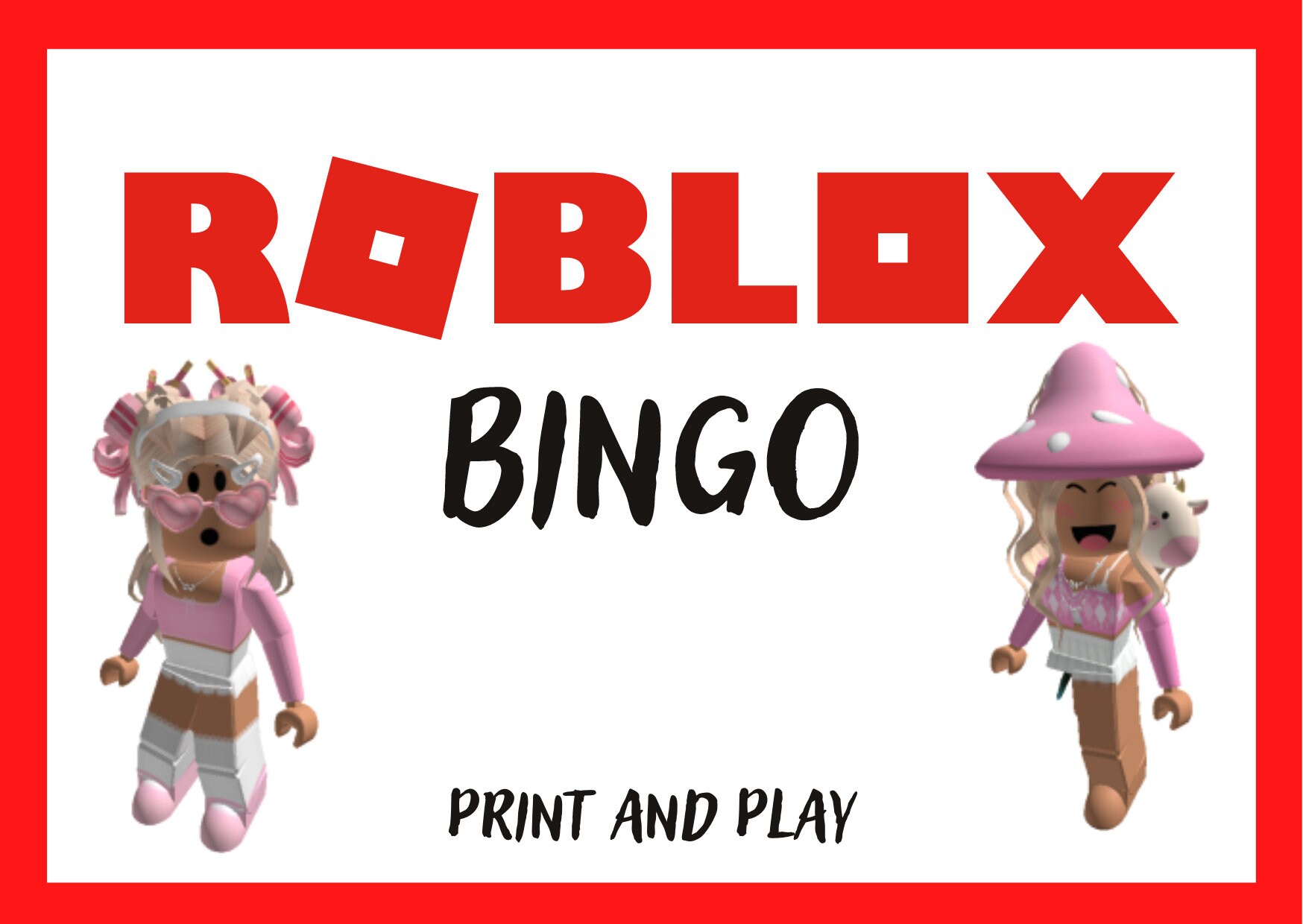 Roblox Bingo Digital Download 26 Game Cards Roblox Print at Home Party ...