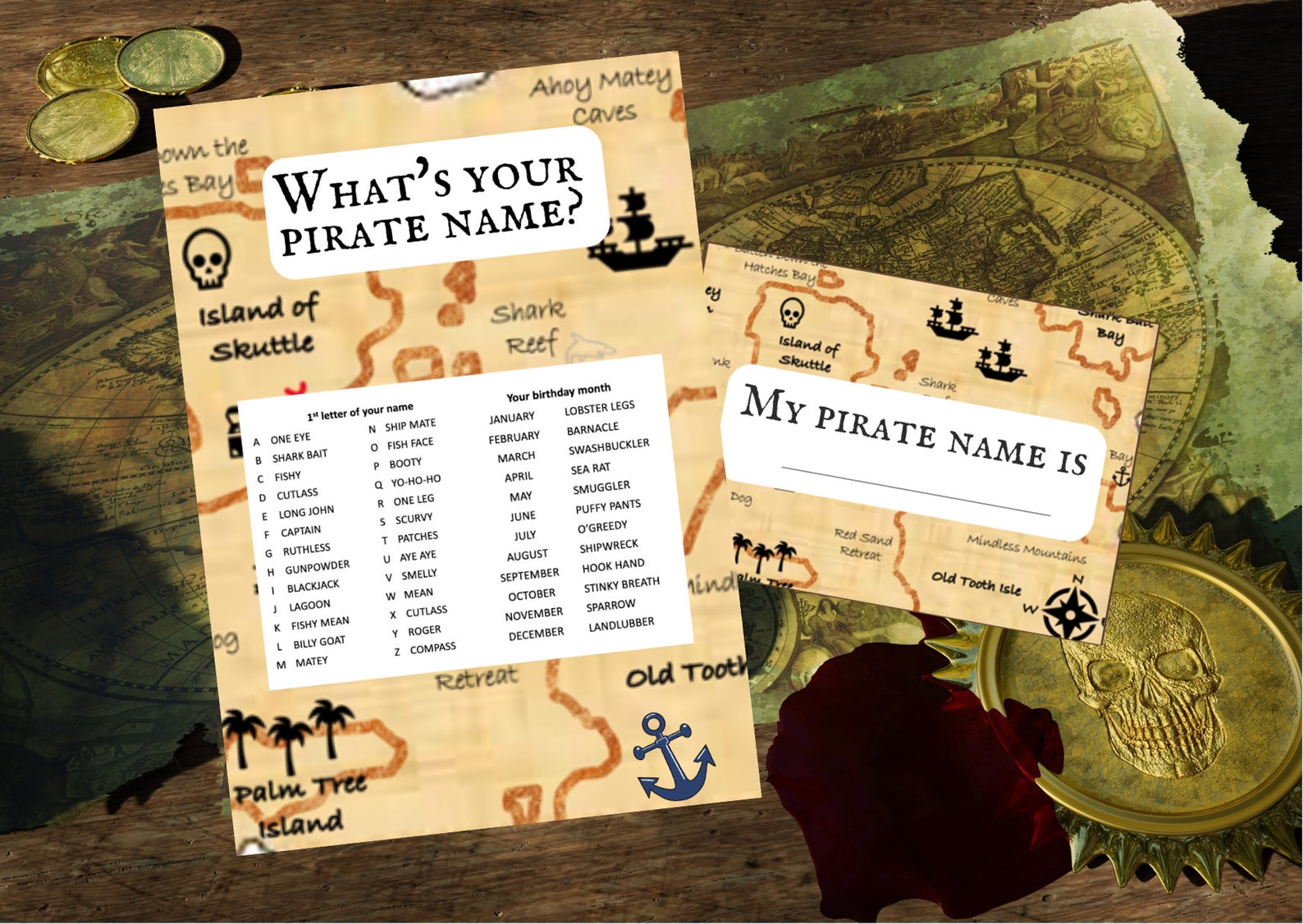 Whats Your Pirate Name Treasure Map Name Generator Instant Download