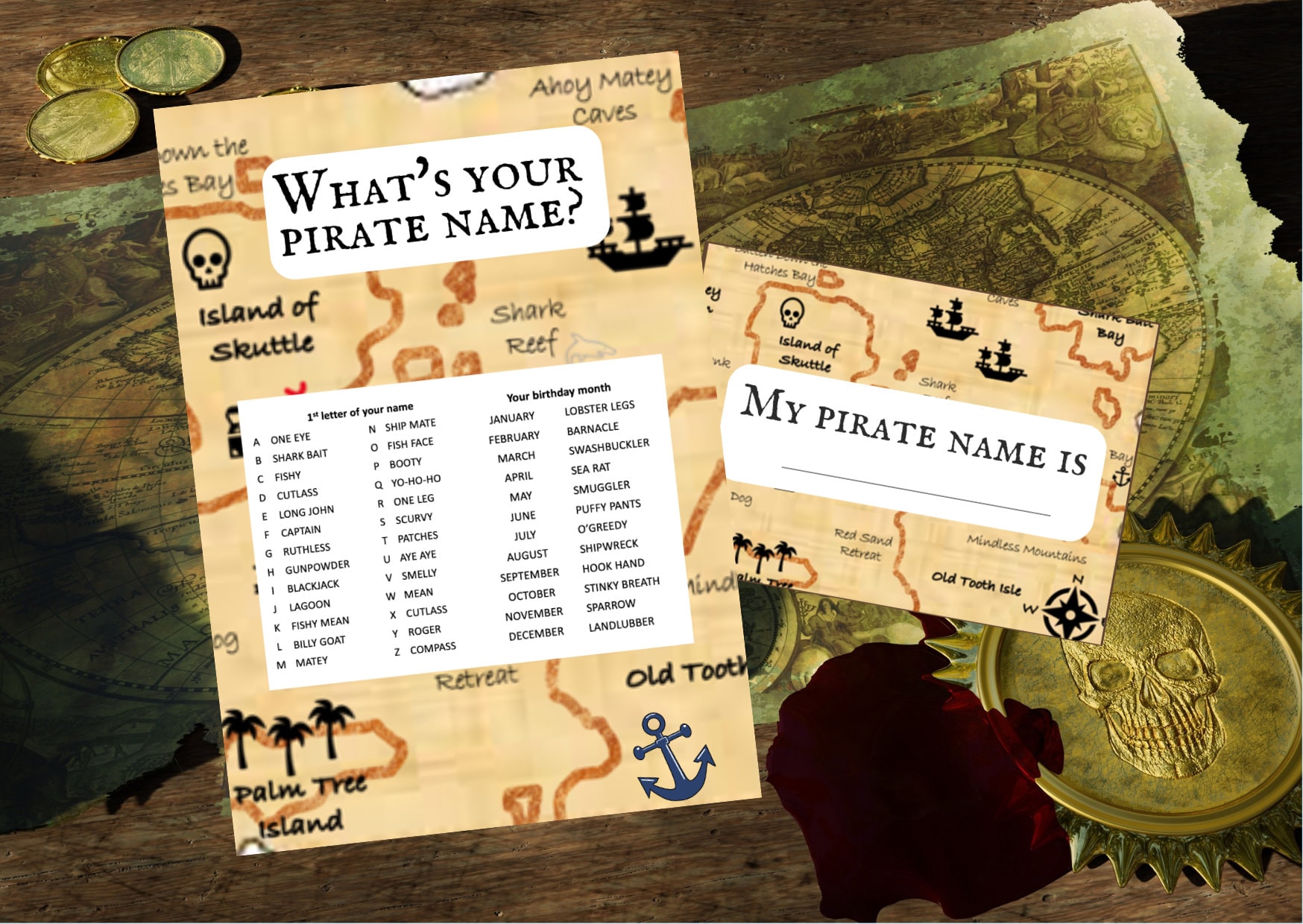 Whats Your Pirate Name? Treasure Map Name Generator Instant Download ...