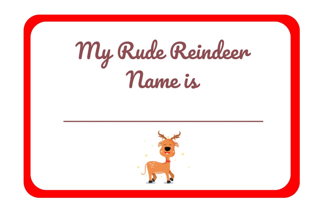 Whats Your Rude Reindeer Name? Name Generator Printable Adult Party ...