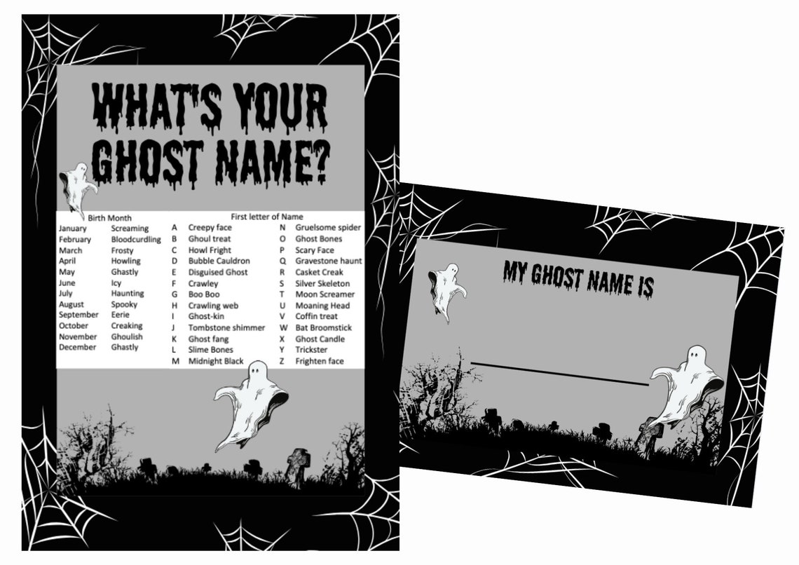 What's Your Ghost Name? Name Generator Printable Halloween Game Instant ...