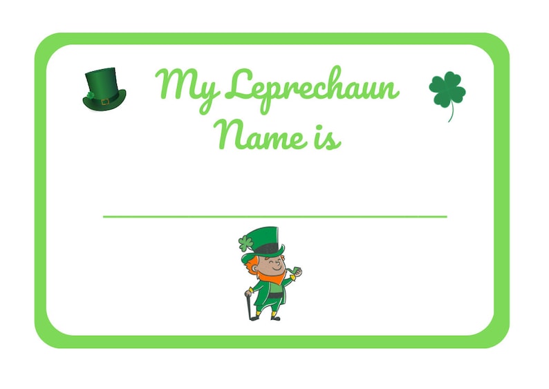 Whats Your Leprechaun Name? Name Generator Printable Party Game Instant ...