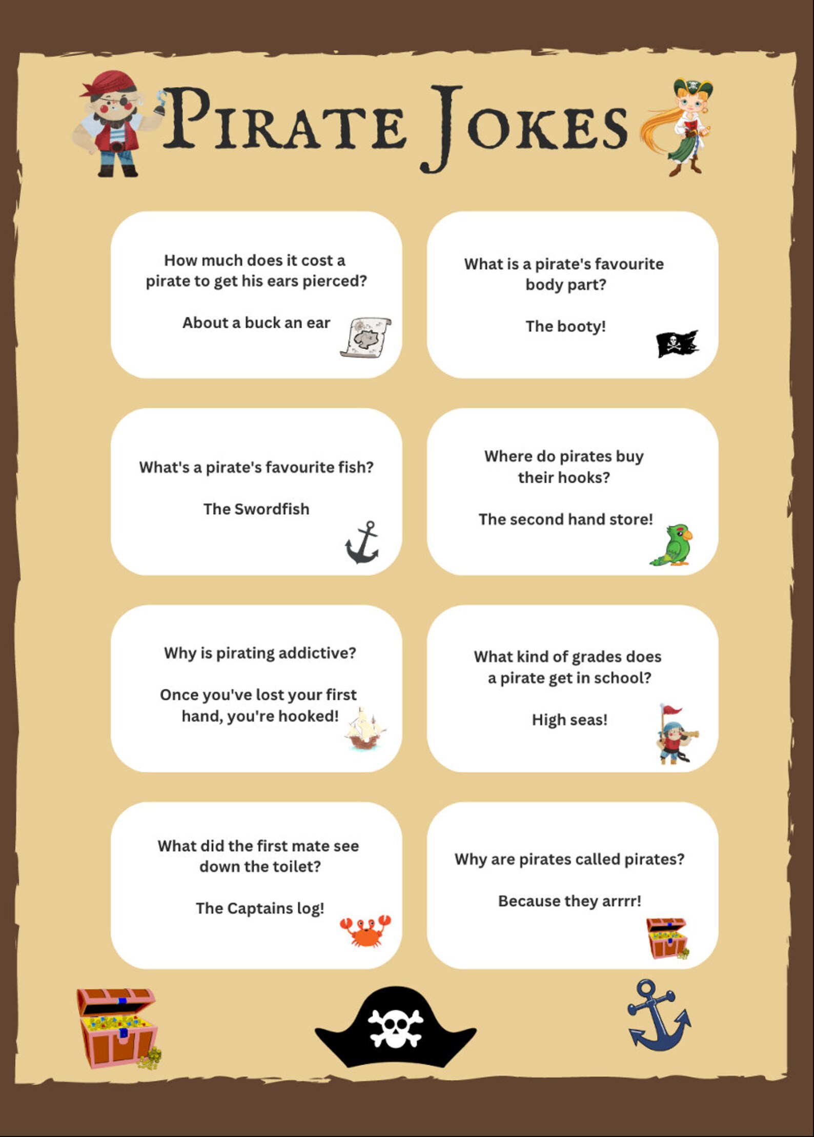 24 Pirate Jokes Printable Pirate Jokes Instant Download Pirate Jokes ...