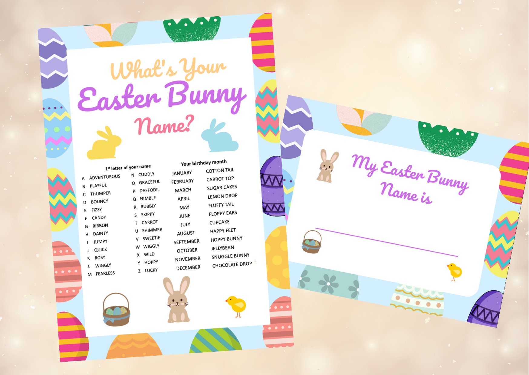 Whats Your Easter Bunny Name? Name Generator Printable Party Game ...